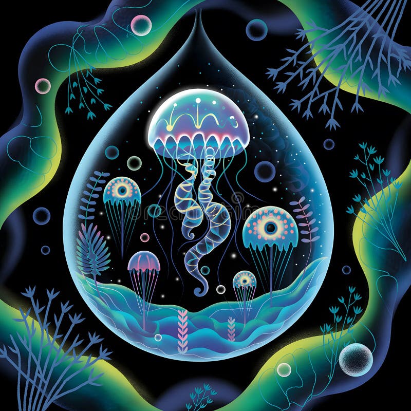 Surreal World Inside a Drop of Water with Fantasy Microscopic Organisms ...