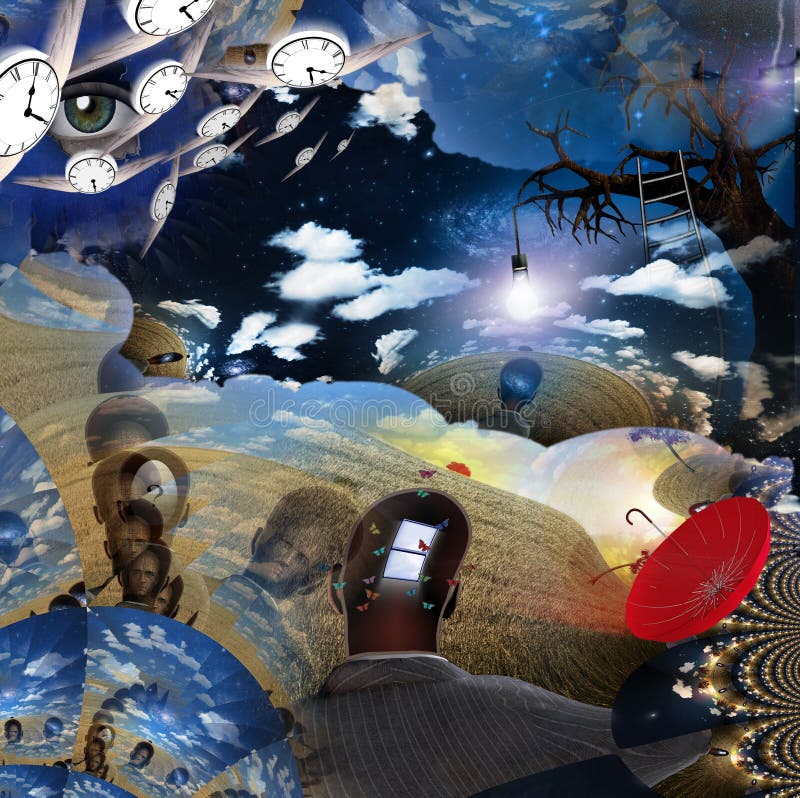 Surreal Dreams Landscape stock illustration. Illustration of space ...