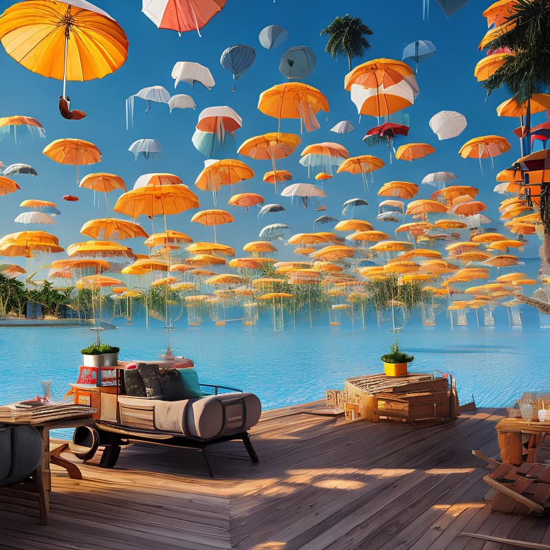 A Surreal Dreamscape of Floating Islands, with Waterfalls Cascading ...