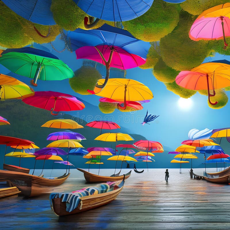 A Surreal Dreamscape of Floating Islands, with Waterfalls Cascading ...