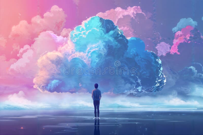 Surreal Dreamscape with Majestic Clouds Stock Illustration ...