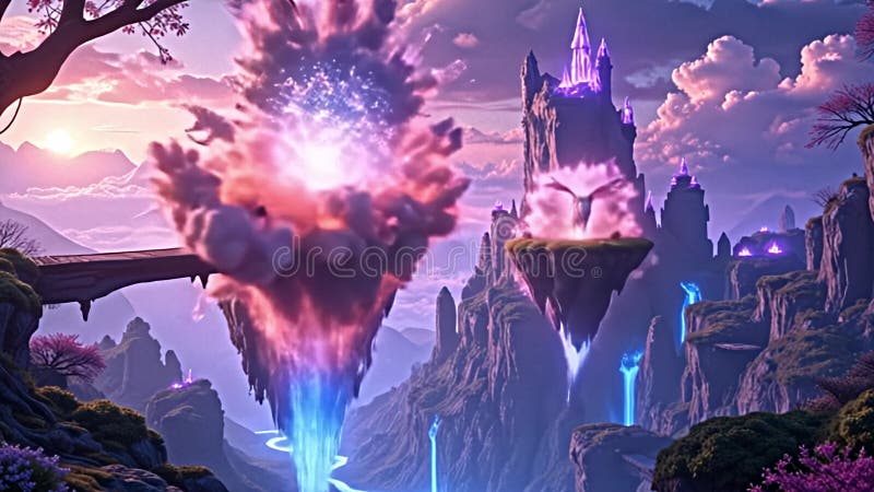 Surreal Dreamscape Merging Different Dimensions, Floating Islands ...