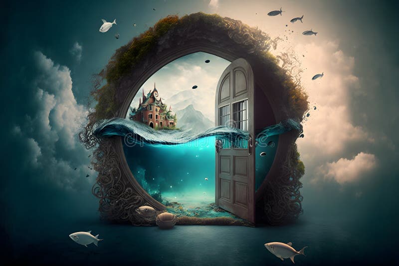 Surreal Dreamscape, Neural Network Generated Art Stock Illustration ...