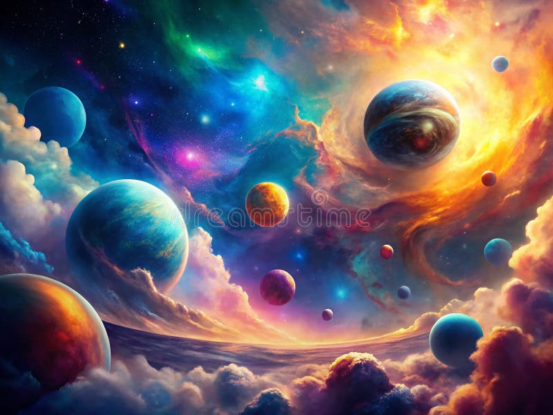 Surreal Drone Shot Captures Abstract Cosmic Planets in a Celestial ...