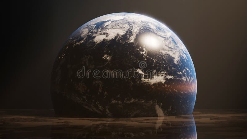 Surreal Earth Globe with Muddy Textures and Water Reflections Stock ...