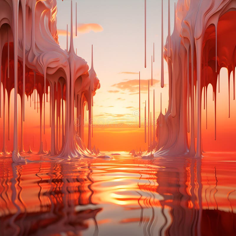 Surreal elements melting stock illustration. Illustration of ...