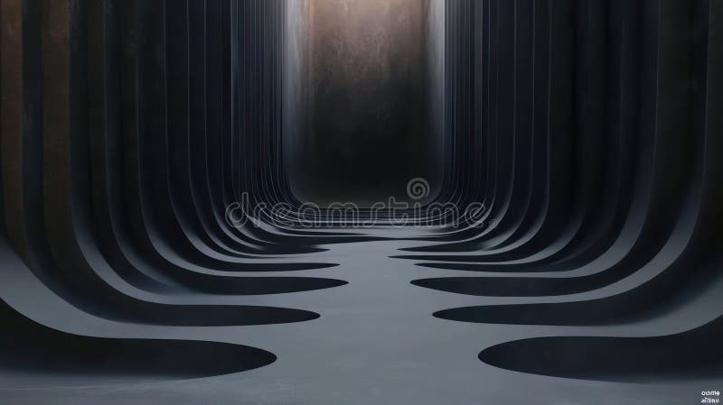 A Surreal, Elongated Corridor with Smooth Curves and Dim Lighting ...