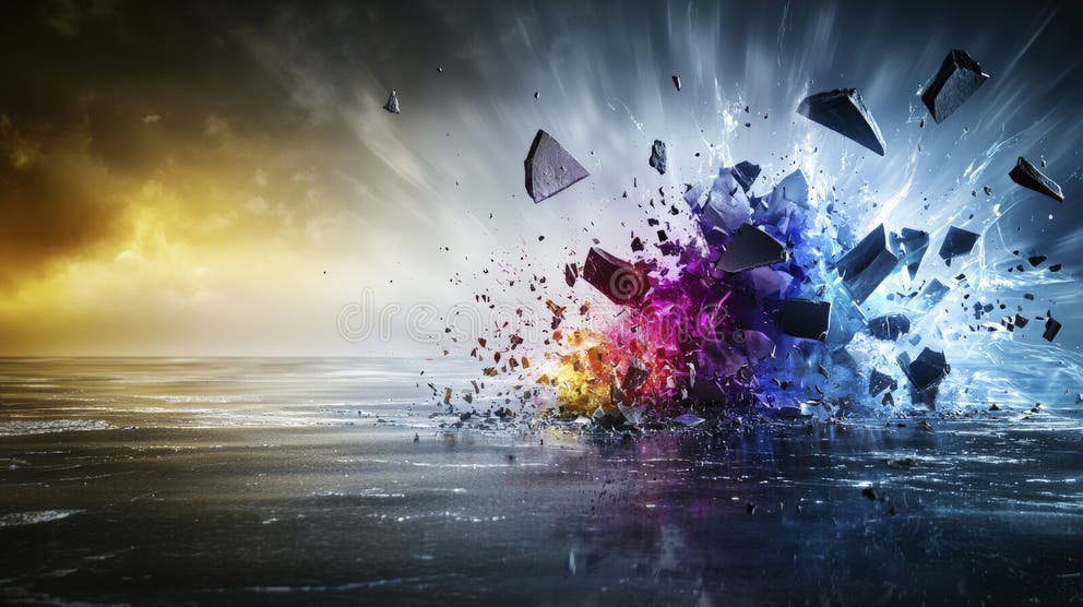 Surreal Explosion of Broken Dreams Abstract Landscape with Evocative ...