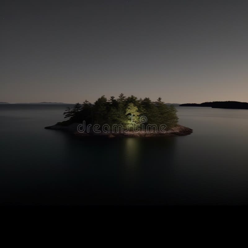 Surreal and Exquisite CG Render of Night Time of an Island Stock ...