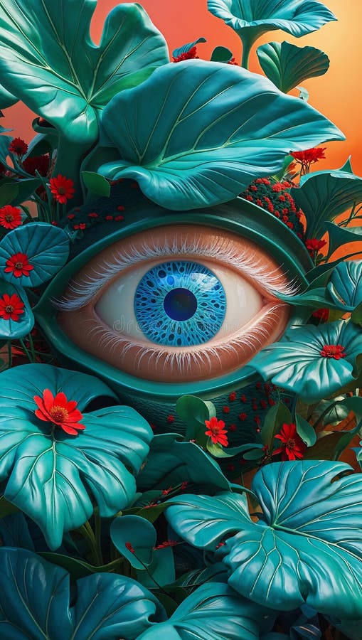 Surreal Eye-Centric Digital Art with Intricate Patterns Stock ...