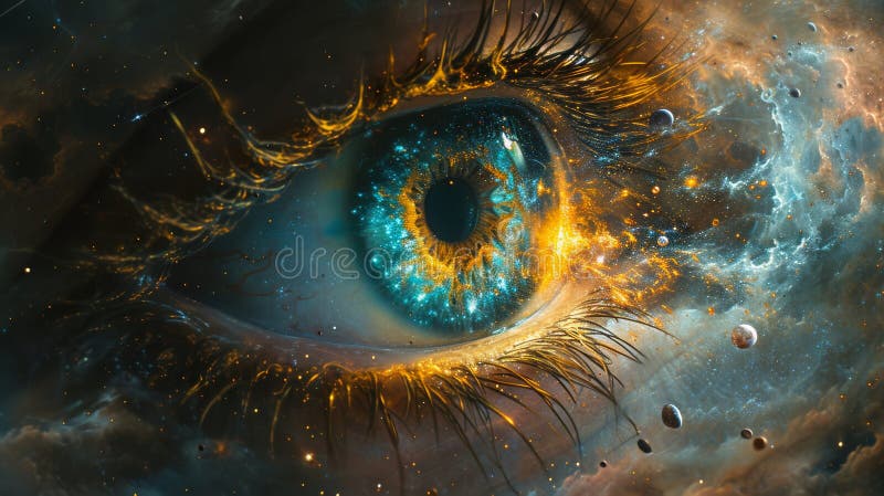 Surreal Eye with Cosmic Elements Stock Image - Image of futuristic ...