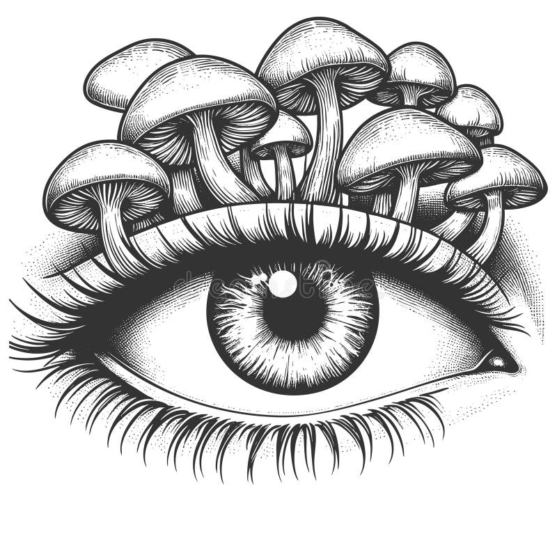 Surreal Eye with Mushrooms Growing from Eyelid Stock Photo - Image of ...