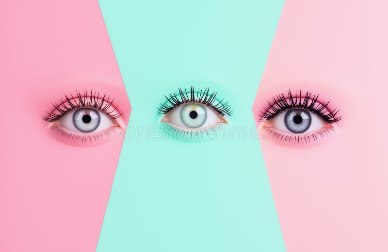 Surreal Eye Patterns with Pastel Colors on Geometric Background. AI ...