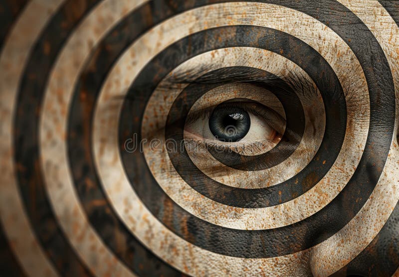 Surreal Eye Surrounded by Concentric Circles Stock Illustration ...