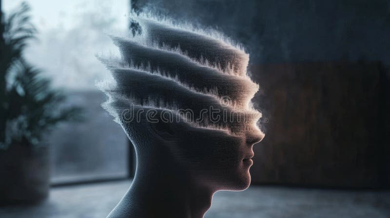 Surreal Face with Layers and Texture in Abstract Digital Art Stock ...