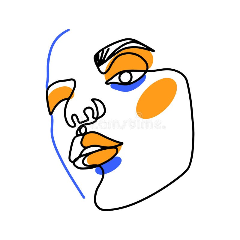 Abstract Woman Face Continuous Line Art Drawing Vector Modern Poster