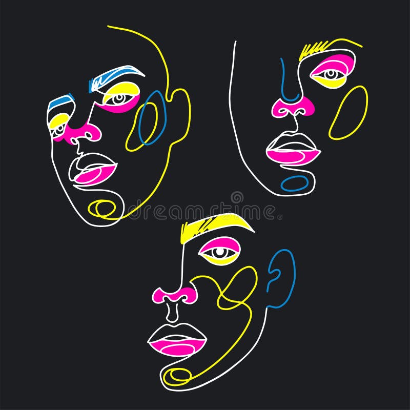 Abstract Woman Face Continuous Line Art Drawing Vector Modern Poster