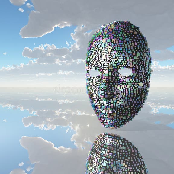 Surreal Face and Reflection Stock Illustration - Illustration of form ...