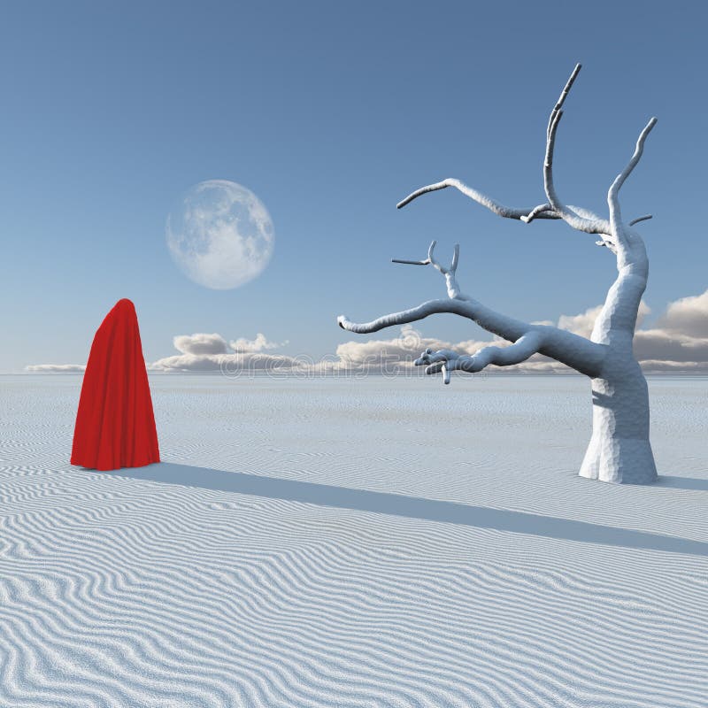 Surreal figure in desert stock illustration. Illustration of landscape ...