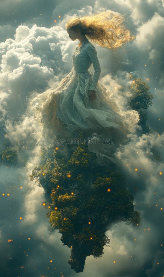 Surreal Figure Emerges from Clouds in an Ethereal Landscape Stock Image ... Surreal Figure Emerges from Clouds in an Ethereal Landscape Stock Image ...