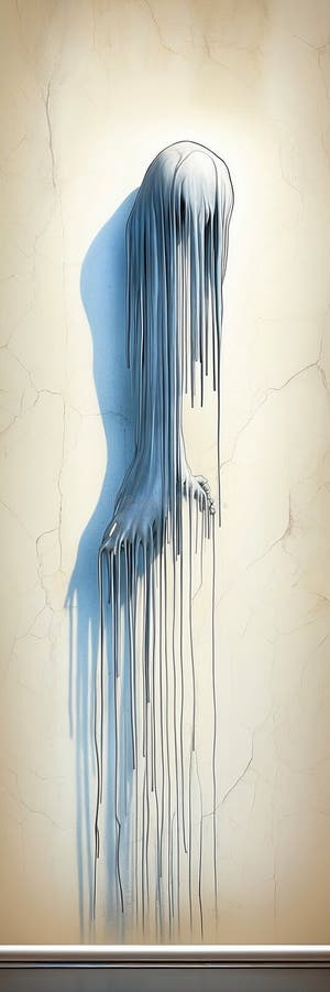 Surreal Figure Melting on the Wall Stock Illustration - Illustration of ...