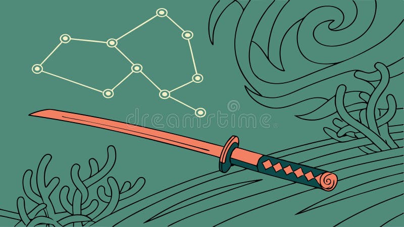 Katana with Constellations and Waves, Cosmic Blade Vector Art, Vector ...