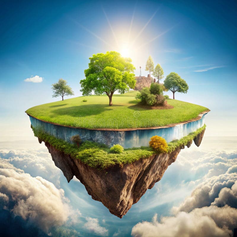 Surreal Float Landscape Cross Section of Land Isolated Stock ...