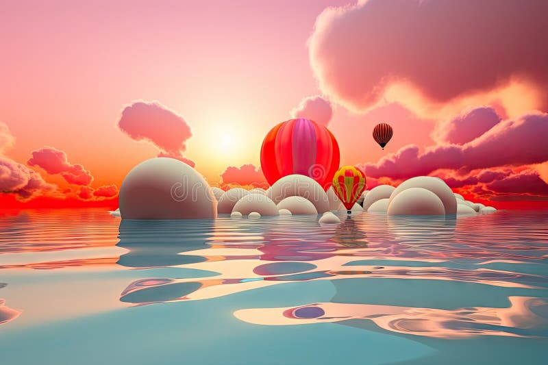 Distant Sunrise Behind the Palm Trees Visible from the Illuminated Pool ...