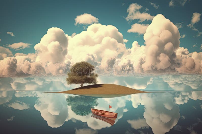 Dreamlike Landscape with Surreal Floating Islands and Waterfalls Stock ... Dreamlike Landscape with Surreal Floating Islands and Waterfalls Stock ...