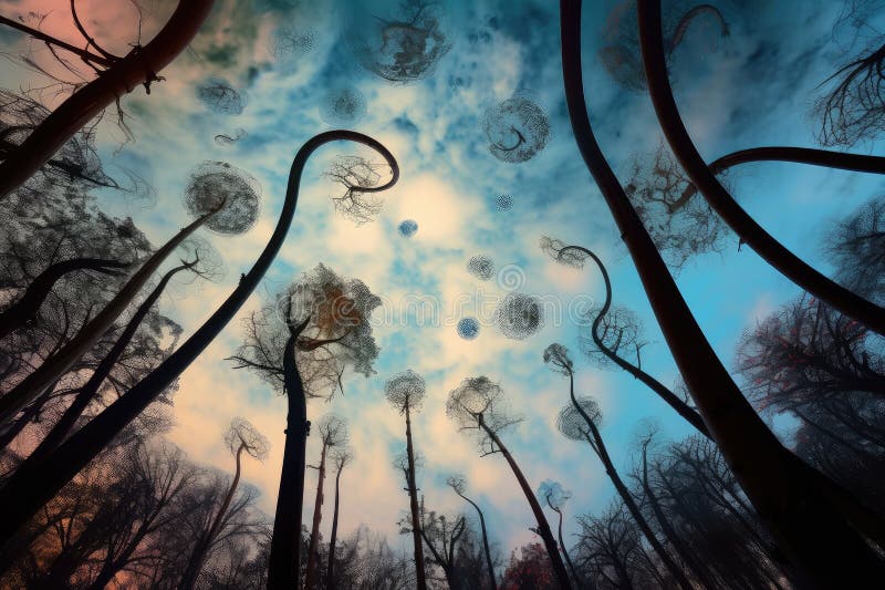 Surreal Float Landscape of Tree Tops, with a View of the Sky Beyond ...