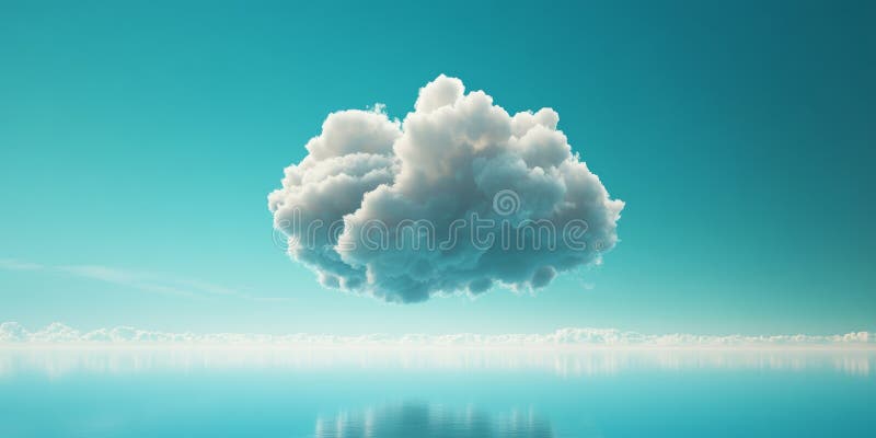Surreal Floating Cloud Over Calm Water Representing Data and Cloud ...