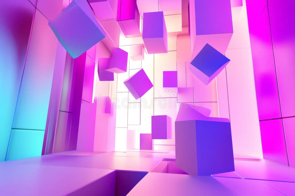 A Surreal Floating Cube Room 3D Background Where Walls Shift into ...