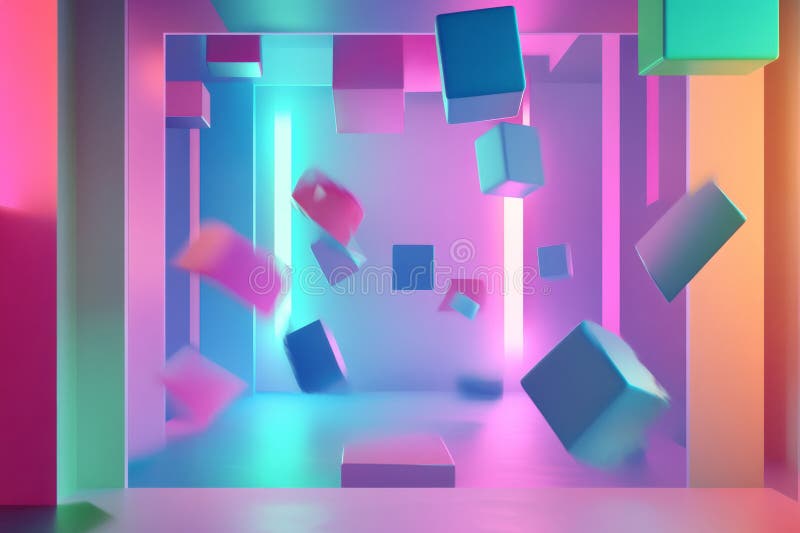 A Surreal Floating Cube Room 3D Background Where Walls Shift into ...