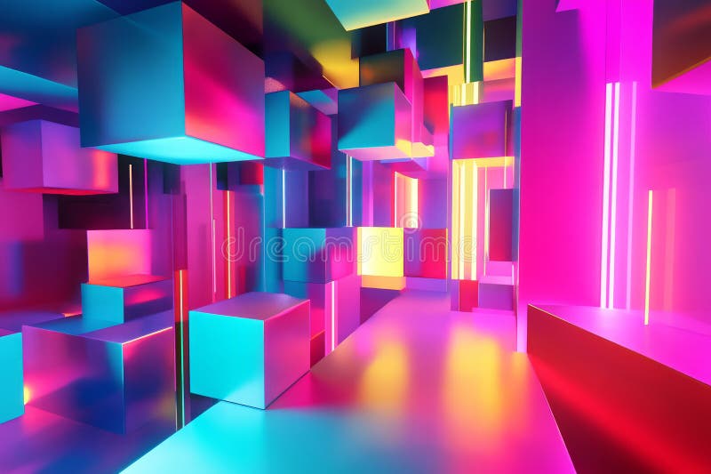 A Surreal Floating Cube Room 3D Background Where Walls Shift into ...
