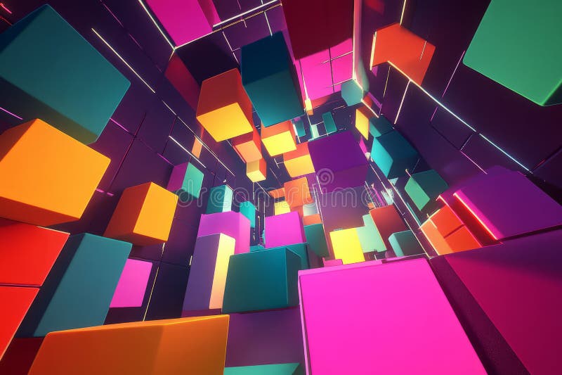 A Surreal Floating Cube Room 3D Background Where Walls Shift into ...