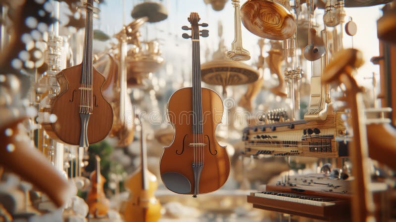 Surreal Floating 3D Musical Instruments in a Dreamlike Environment ...