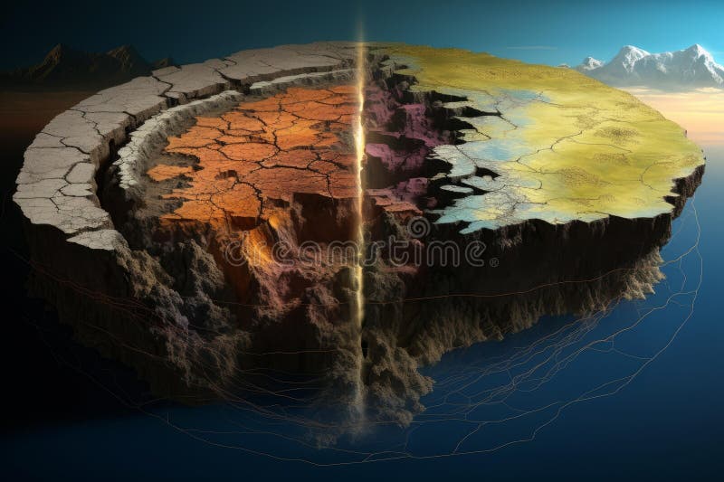 Surreal Floating Earth Island with Climates Stock Illustration ...