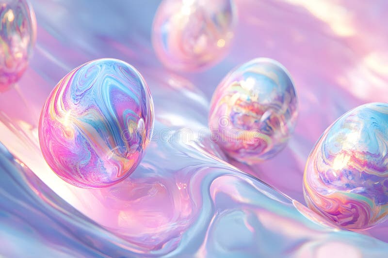Surreal Floating Easter Eggs in a Dreamlike Fluid Universe Stock ...