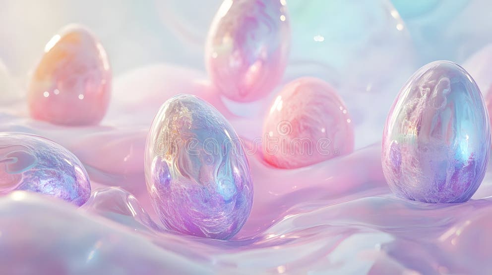 Surreal Floating Easter Eggs in a Dreamlike Fluid Universe Stock ...