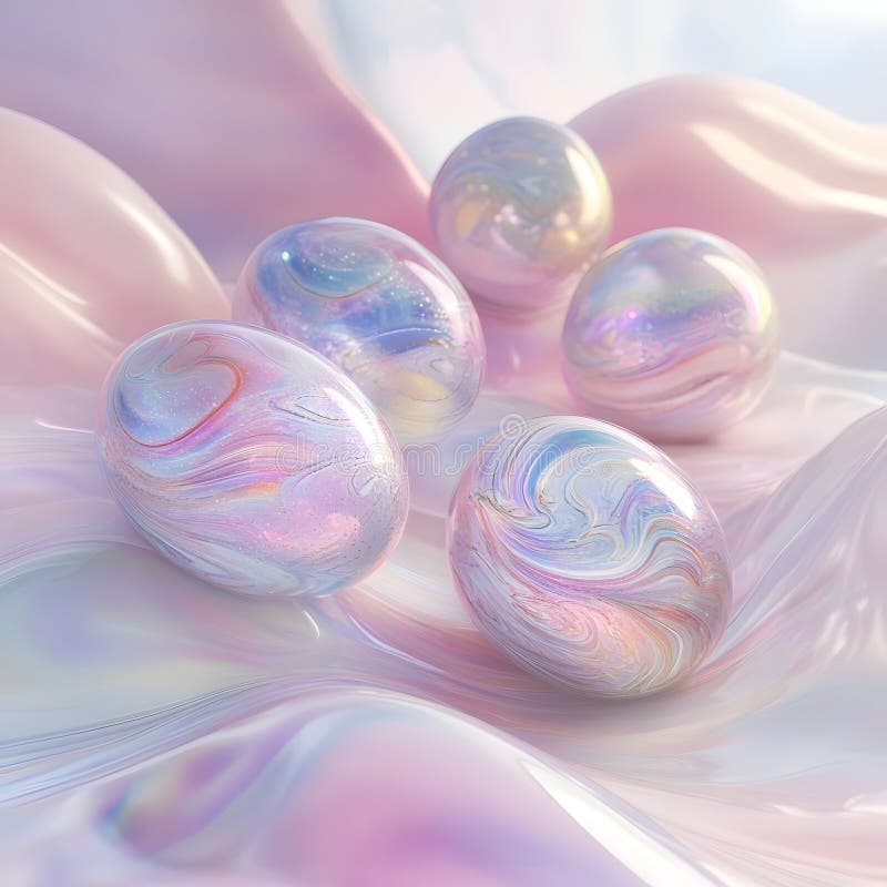 Surreal Floating Easter Eggs in a Dreamlike Fluid Universe Stock ...