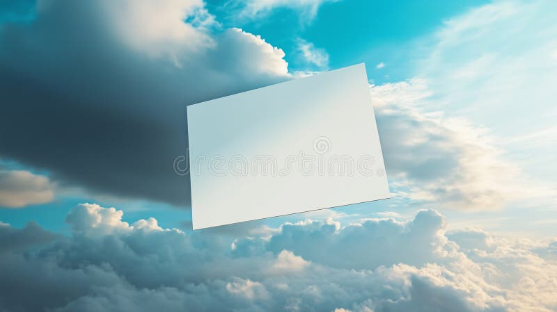 Surreal Floating Mirror in Clouds Dramatic Sky Hero Image Abstract ...