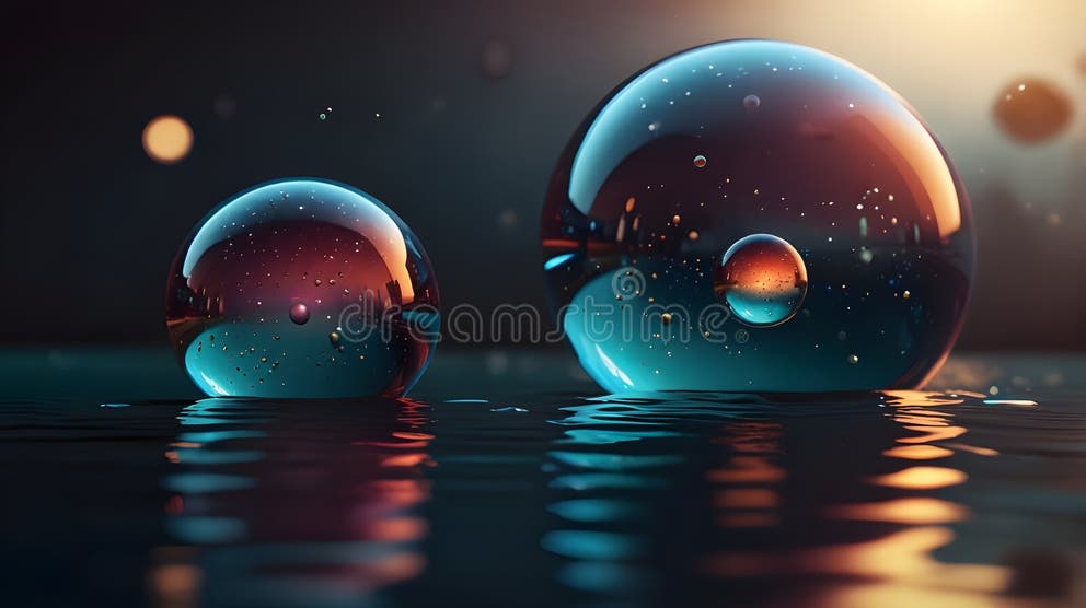A Surreal Floating Orbs Composition with Soft Reflections Stock ...