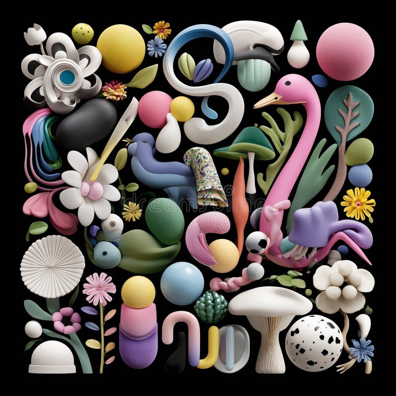 Surreal Floating Psychedelic Sculpture with Layered Textures Stock ...