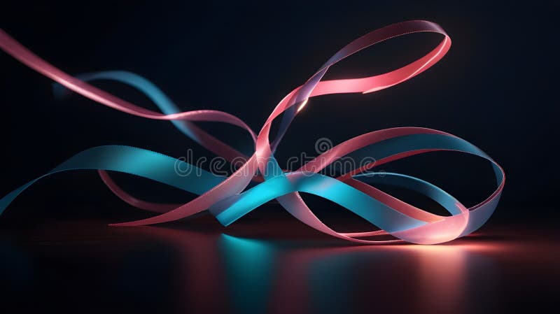 A Surreal, Floating Ribbon Effect with Glowing Soft Light Stock ...