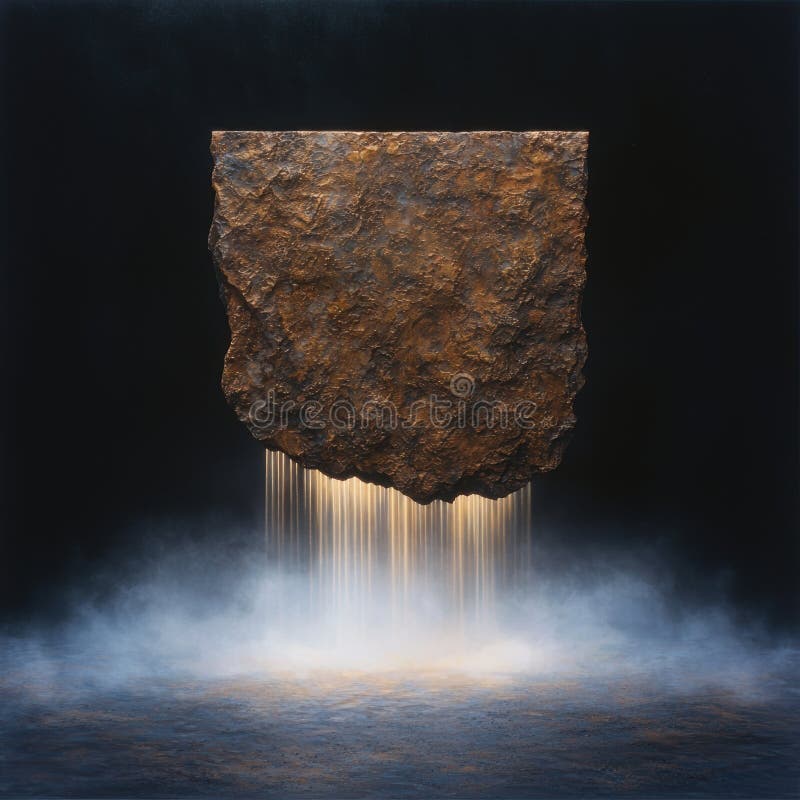 Surreal Floating Rock Waterfall Stock Illustration - Illustration of ...