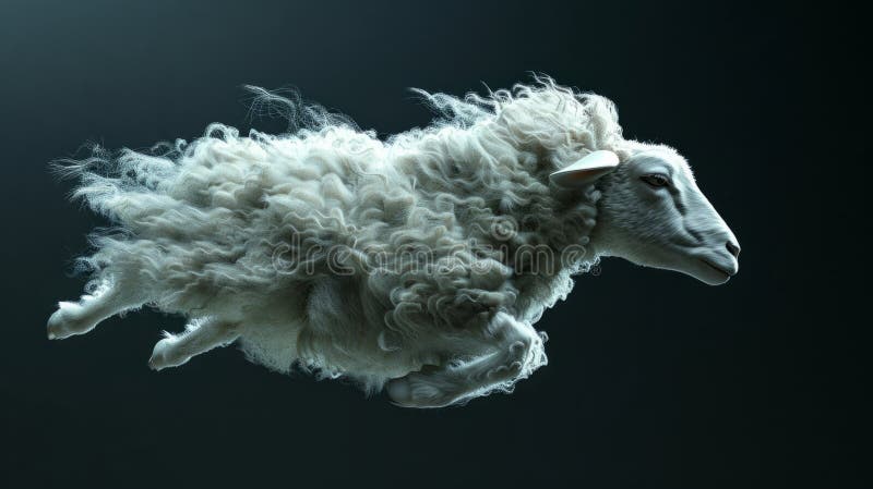 Surreal Floating Sheep in Profile Stock Image - Image of profile, dream ...