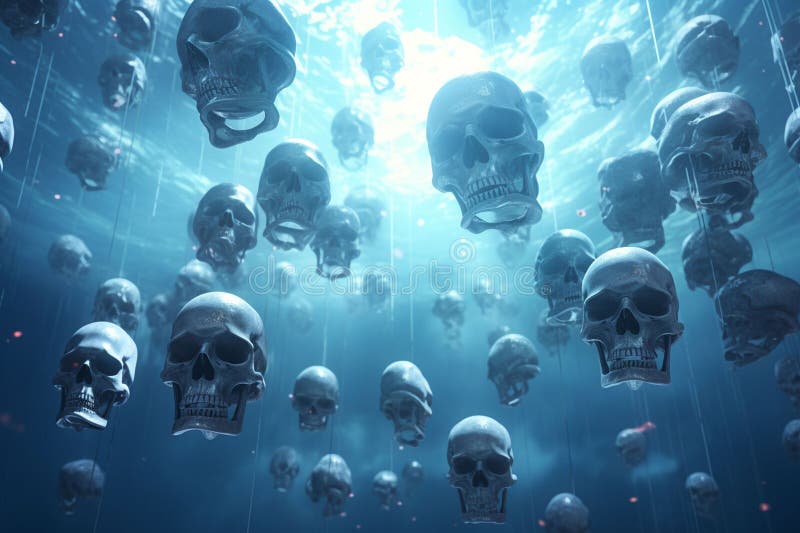 Surreal Floating Skulls Surreal Scene with Stock Illustration ...