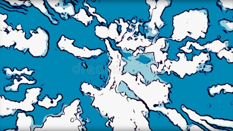 Surreal Fluffy Clouds, Cartoon Animation. Motion. Flying Clouds on ...