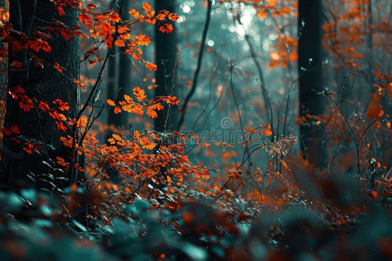 Surreal Forest in Autumn with Leaves Changing Colors, AI Generated ...