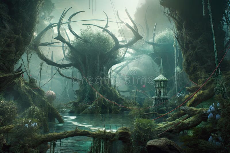 A Surreal Forest, Filled with Creatures and Plants of Mythical ...